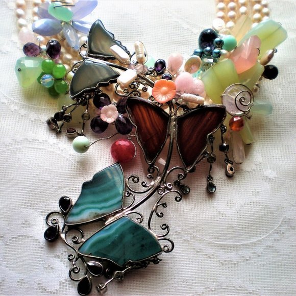 Jewelry | Gorgeous Designer Sterling Silver 925 Multi Gem Pearl ...